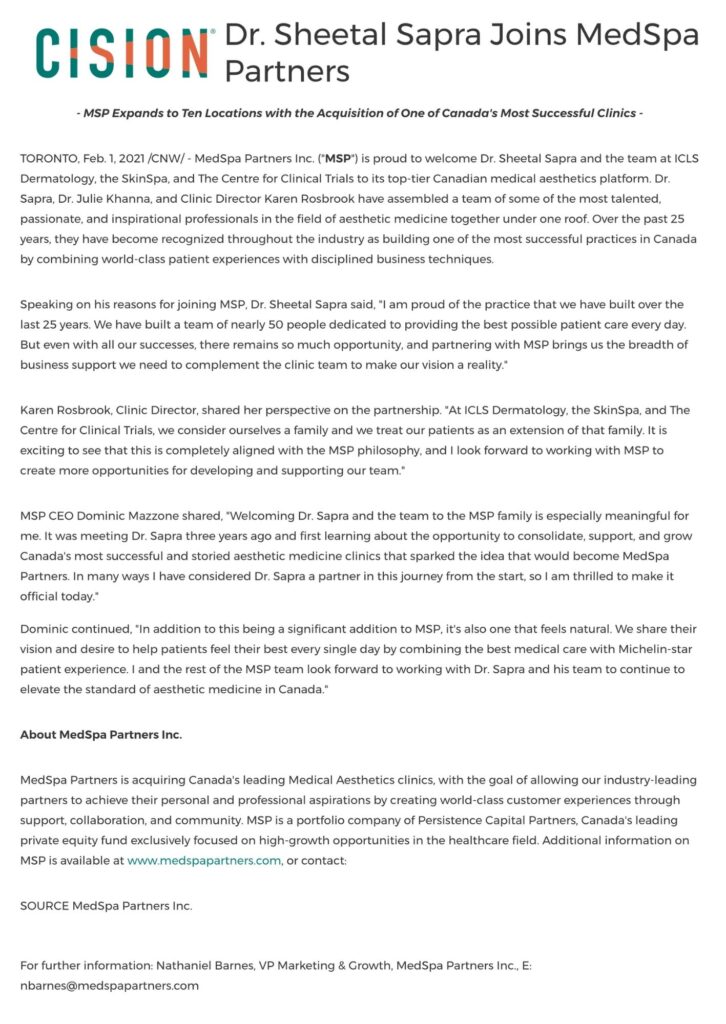 ICLS Joins MedSpa Partners - ICLS Dermatology & Plastic Surgery